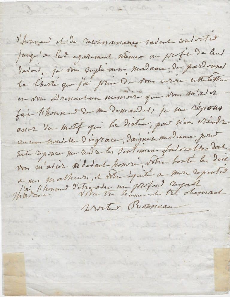 Jean-Jacques ROUSSEAU - Lettre autographe signée - Autographes Manuscripta