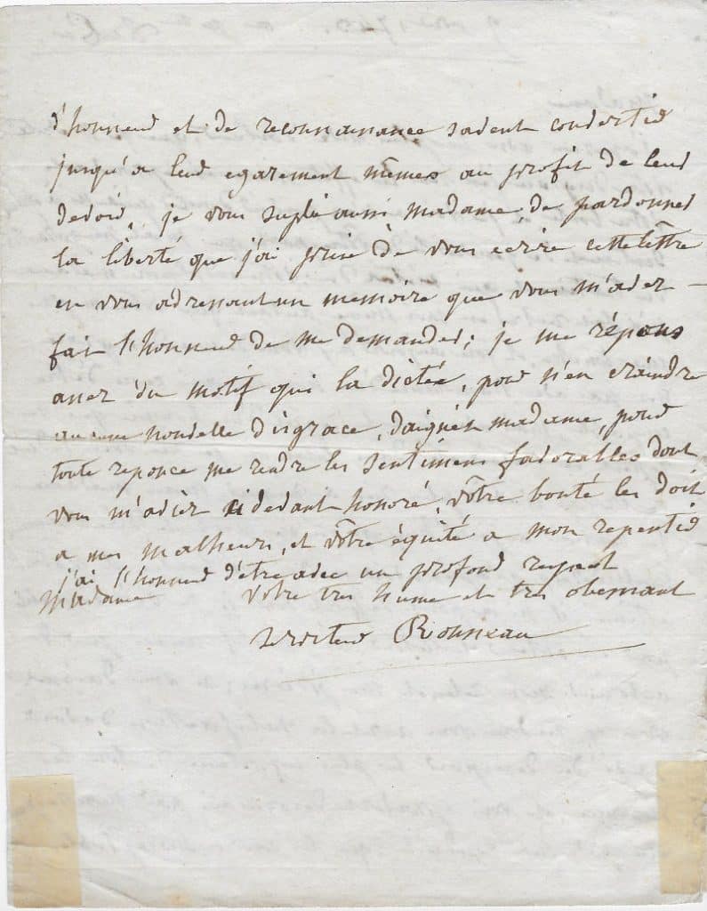 Jean-Jacques ROUSSEAU - Lettre autographe signée - Autographes Manuscripta